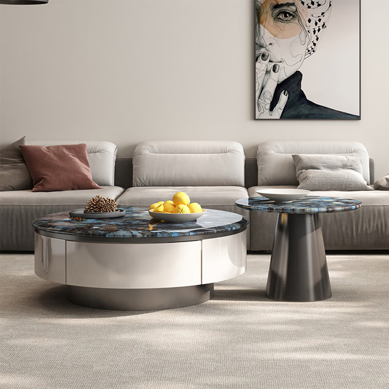 Orxva Galaxy Round combination marble coffee table living room Wayfair